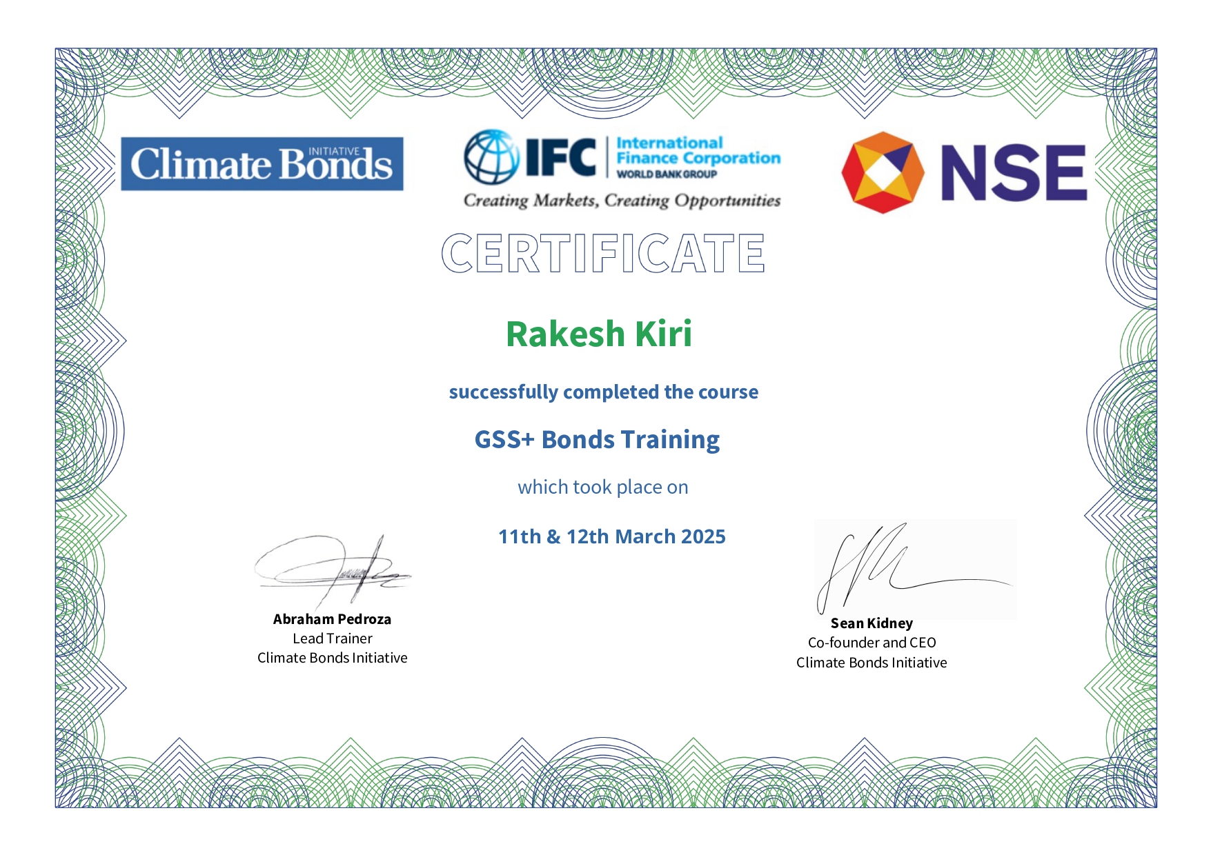 Certificates