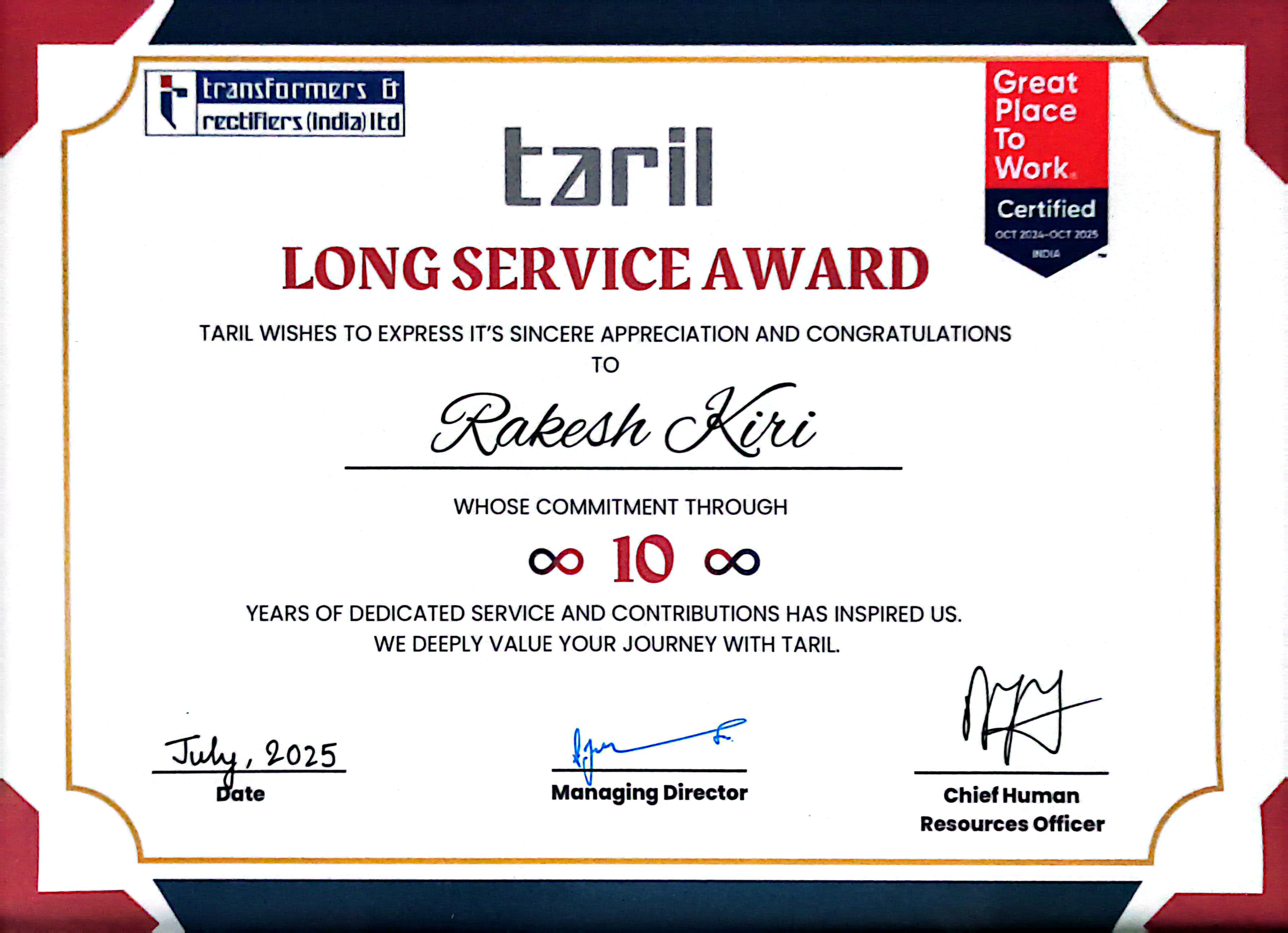 Certificates